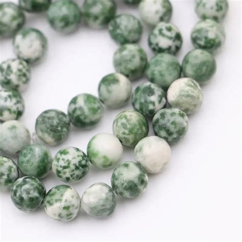 45 Grains 8mm Per Bead Natural Green Point Stone Loose Bead Jewelry