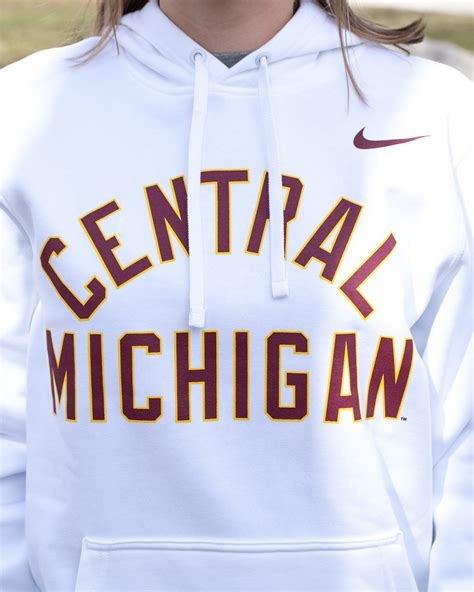 Central Michigan White Club Fleece Pullover Hoodie The Cmu Bookstore