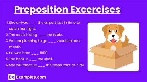 50 Preposition Excercise Examples