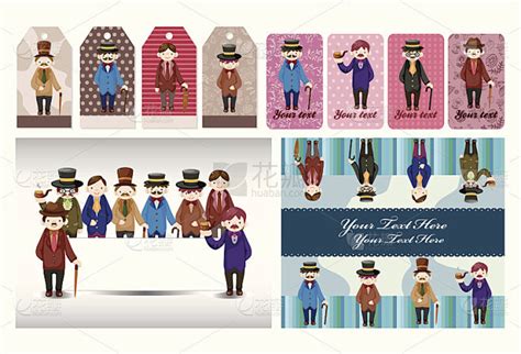 卡通复古绅士卡收集