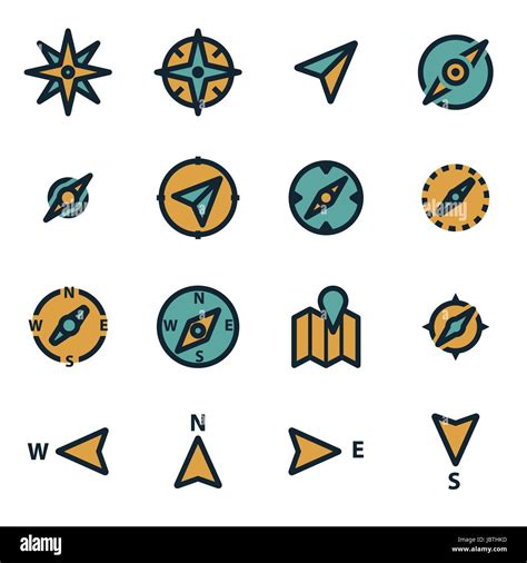 Vector Flat Compass Icons Set On White Background Stock Vector Image