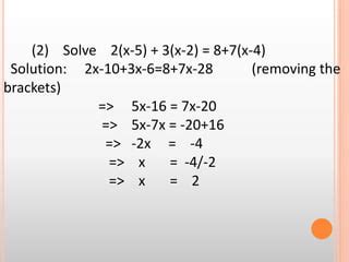 Linear Equtions With One Variable PPTX