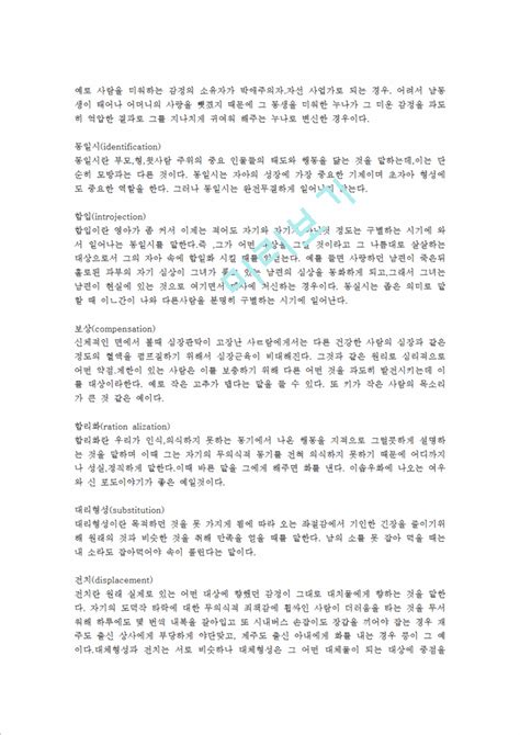 간호학 정신간호학 레포트 방어기제 정리의약보건레포트