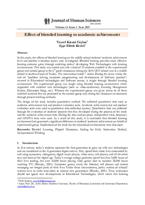 pdf effect of blended learning to academic achievement
