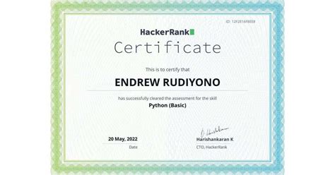 endrew rudiyono on linkedin hackerrank skill certificate