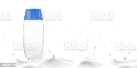 미용 제품 젖 소 우유 제품 병 스킨 케어 제품 광고 화이트 배경 와 클리핑 경로 3d 일러스트 0명에 대한 스톡 사진 및 기타 이미지 Istock