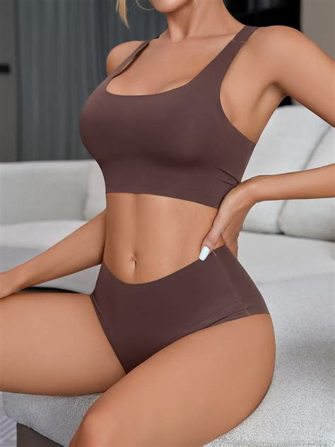 Seamless Racerback Wireless Tank Bra And Panty Set