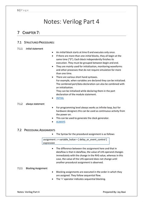 Notes Verilog Part 4 Behavioural Modelling Pdf