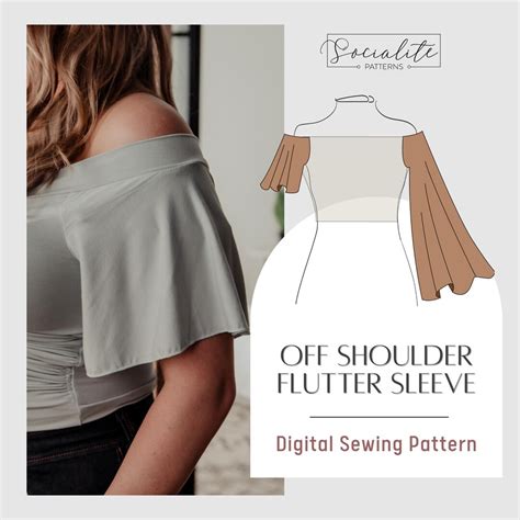 Off Shoulder Flutter Sleeve Pattern PDF Printable And Projector Sewing Pattern And Tutorial