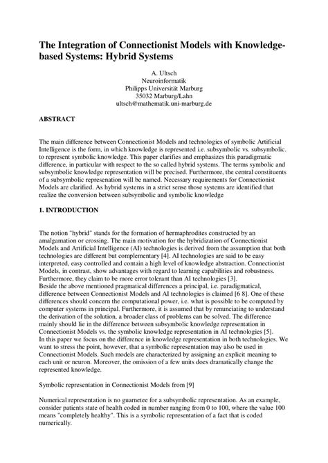pdf the integration of connectionist models with knowledge based