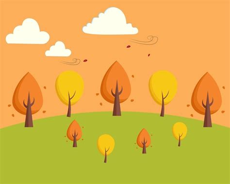 Premium Vector Landscape In Autumn Vector Illustration Of Autumn