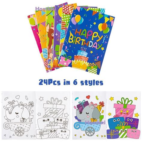 어린이를 위한 생일 색칠 공부 Diy 낙서 그림 Livre 어린이 교육 그리기 장난감 문구 용품 24 피스 예술 공예 및 바느질