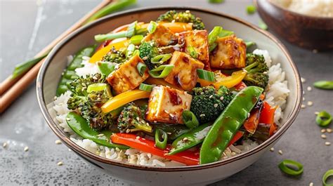 Spicy Tofu And Vegetable Stirfry Premium Ai Generated Image