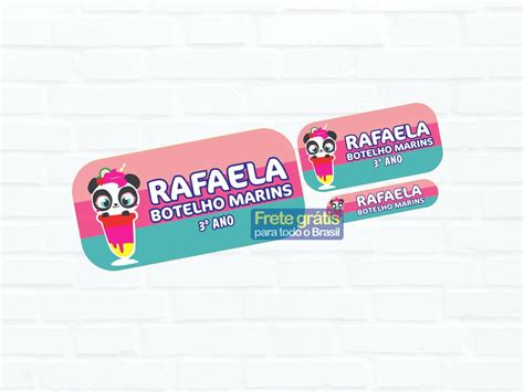 Etiqueta Escolar Panda Shake Puket Vinil 130un Frete Grátis