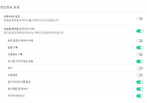 Desktop 개인정보 보호 기능 사용 중 비정상 종료 시 복구 기능 문의 사용 중 질문 웨일 연구소