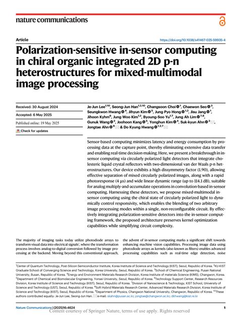 Pdf Polarization Sensitive In Sensor Computing In Chiral Organic Integrated 2d P N