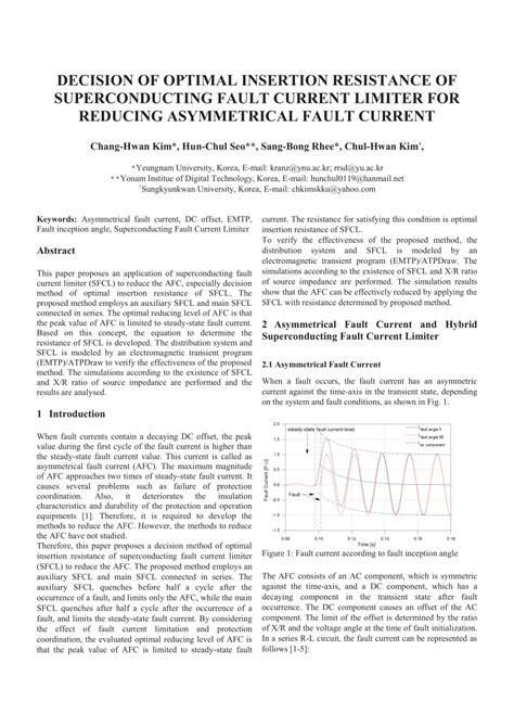 Pdf Decision Of Optimal Insertion Resistance Of Superconducting Fault Current Limiter For
