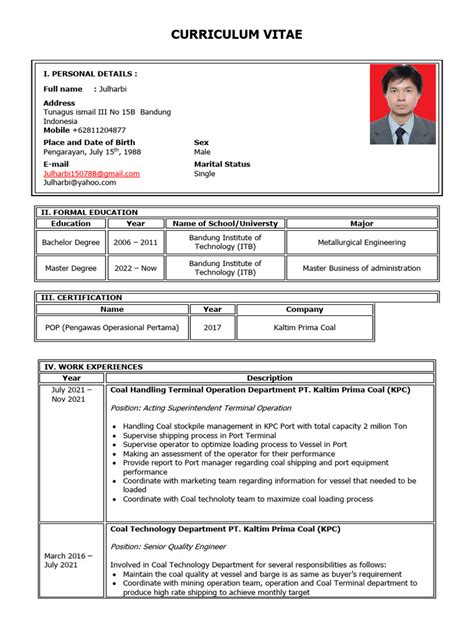 Julharbi Cv Pdf Reliability Engineering Coal