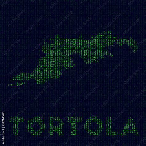 Digital Tortola Logo Island Symbol In Hacker Style Binary Code Map Of