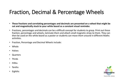 fraction and decimal wheels teaching resources