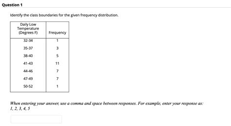 Solved Question Identify The Class Boundaries For The Chegg