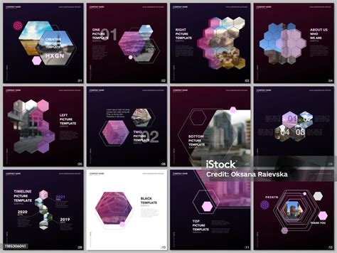 화려한 육각형 육각형 모양과 최소한의 브로셔 템플릿 사각형 전단지 브로셔 프리젠 테이션 소셜 미디어 광고 온라인 세미나 디지털