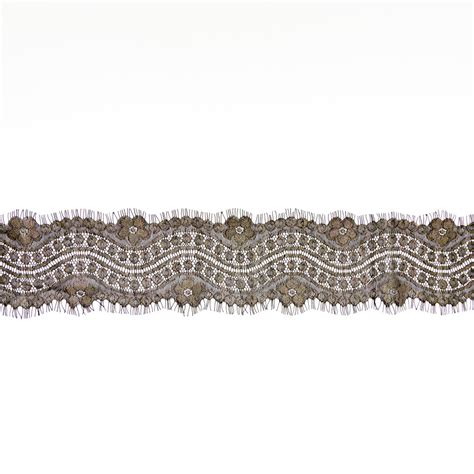 European Black And Metallic Gold Floral Scalloped Eyelash Lace Trim