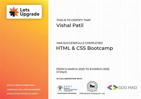 Webdevelopment Html Css Letsupgrade Learningneverstops Vishal M Patil