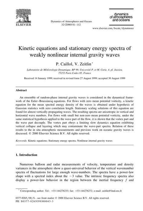 Pdf Kinetic Equations And Stationary Energy Spectra Of Weakly