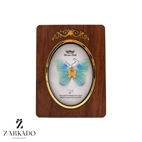 پلاک طلا پروانه پارچه ای آبی آسمانی کد P17339