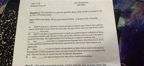 Solved Cisc Midterm Exam Ari Mermelstein Fall Chegg