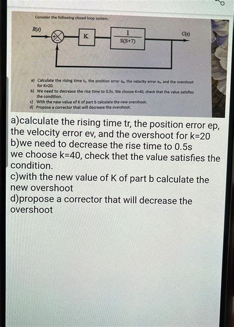Solved Consider The Following Closed Loop System A