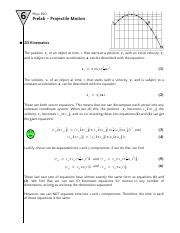 Prelab Projectile Motion Pdf Phys Prelab Projectile Motion D Kinematics The Position