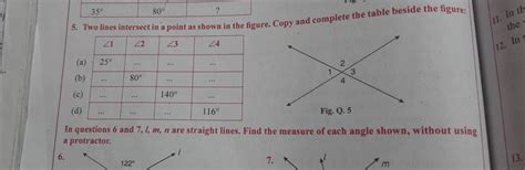 two lines intersect in a point as shown in the figure copy and complete