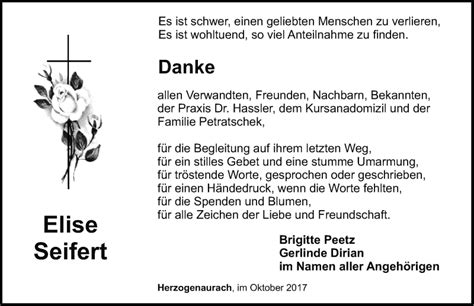 Traueranzeigen Von Elise Seifert Trauer Nn De