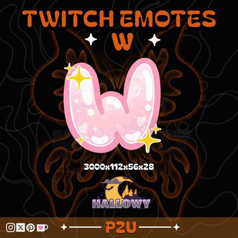 Cute Cartoon Pink W Emote Twitch Emote Discord Emote Youtube Emote W Emote Streamer Emotes Pink