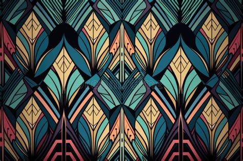 abstract geometric pattern with symmetrical shapes and lines stock