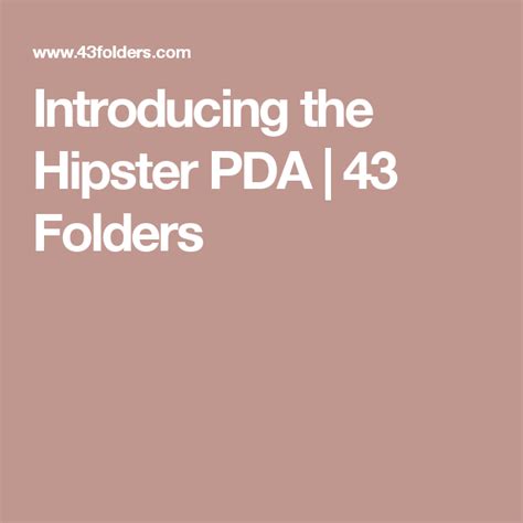 Introducing The Hipster Pda 43 Folders Hipster Book Making Commonplace Book
