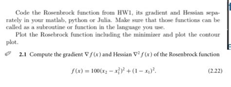 Solved Code The Rosenbrock Function Fro H Its Gradient And