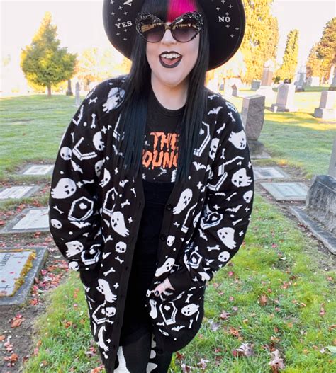 Spooky Spirits Knit Cardigan Sweater Ladies Sizes S 3x Em And Sprout