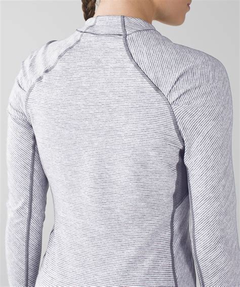 Lululemon Think Fast Long Sleeve Tonka Stripe Heathered Slate White