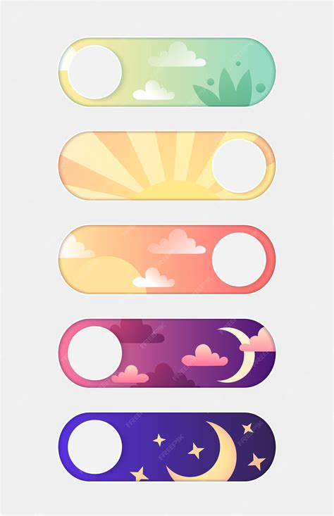 Premium Vector Day And Night Mode Switcher On And Off Toggle Buttons For Phone Screens Ux Ui