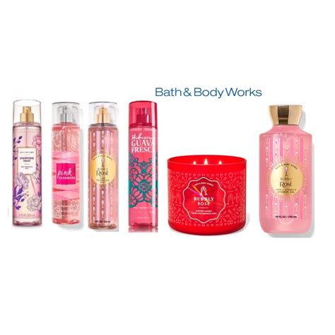 Bath And Body Works Bubbly Rose Candle Mist Shower Gel Hibiscus Guava
