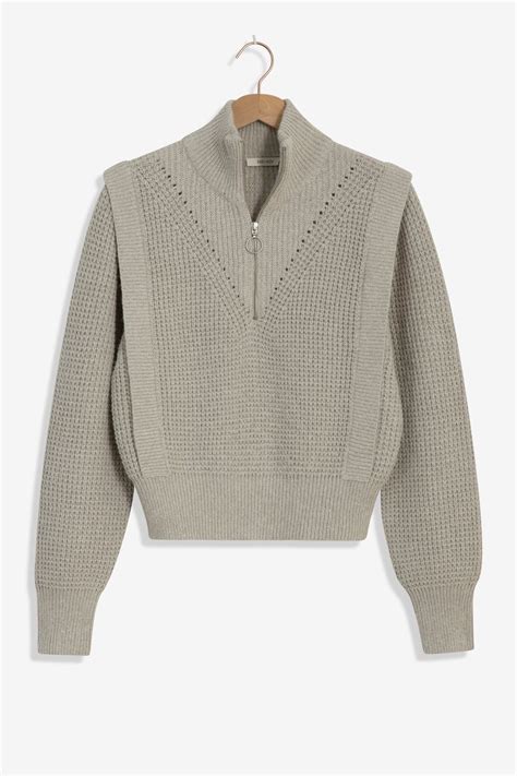 Pullover Mit Reißverschluss Grau