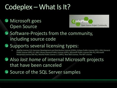 Treasures For Microsoft Business Intelligence Found On CodePlex Ppt
