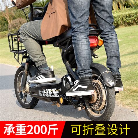 爱玛通用载人折叠脚踏板台铃电动电瓶车后座儿童踩放脚蹬架子后轮 虎窝淘