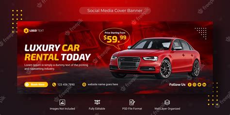 자동차 렌탈 소셜 미디어 Facebook 표지 배너 템플릿 프리미엄 Psd 파일