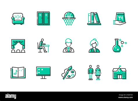 School And University Set Of Line Design Style Icons Stock Vector Image And Art Alamy