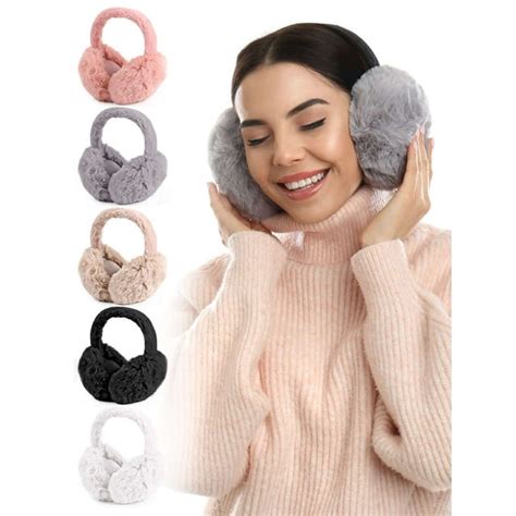Pullimore Womens Plush Ear Muffs Foldable Ear Warmers Outdoor Cold