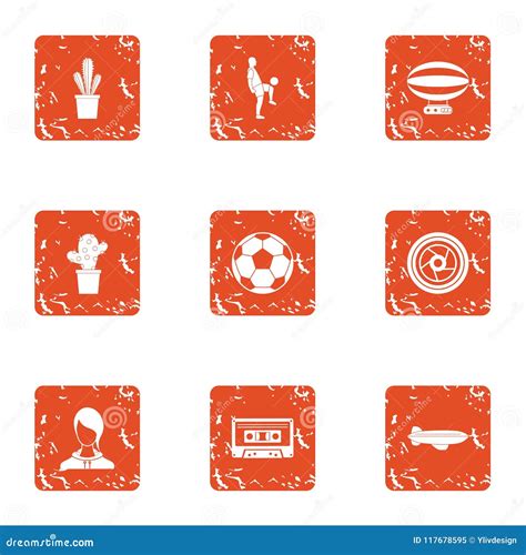Habitat Icons Set Grunge Style Stock Vector Illustration Of Area